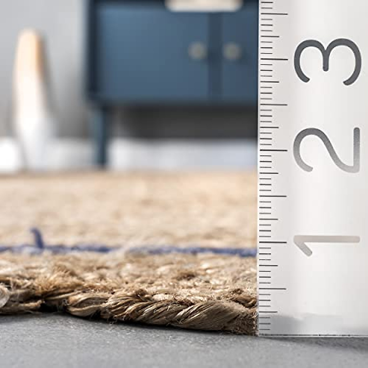 nuLOOM Tera Petals Braided Jute Area Rug, 4x6, Blue