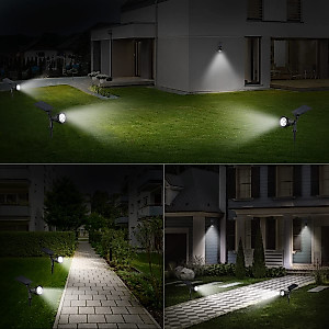 AMIR Solar Spotlights Outdoor Upgraded, Waterproof 1 Pack Security Landscape Lights 4 LED, Adjustable Solar Garden Light with Auto On/Off for Yard Driveway Pathway Pool Patio (White)