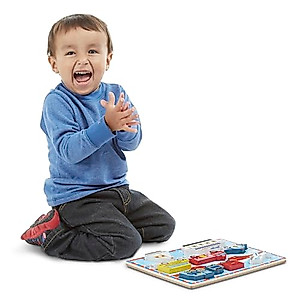 Melissa & Doug Vehicles Wooden Chunky Puzzle - Plane, Train, Cars, and Boats (9 pcs) - FSC Certified