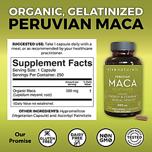 Peruvian Maca Root Supplement for Women & Men, 500mg - Traditionally Used to Support Sexual Well-Being, Stamina & Endurance - 250 Yellow Maca Root Powder Capsules