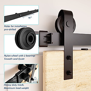 DaAzHai 5 Ft Sliding Door Hardware:Easy to Install -Smoothly and Quietly Sliding Barn Door Hardware Kit Single Door Track Low Ceiling Barn Door Hardware Kit, Modular Track with Stable Connection