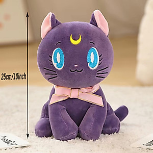 Mannxitzdy Sailor Plush Doll, Purple Cat Plush Stuffed Animal Cartoon Plushie Cute Soft Sofa Plush Toy Figure Pillow Cushion,10 Inch