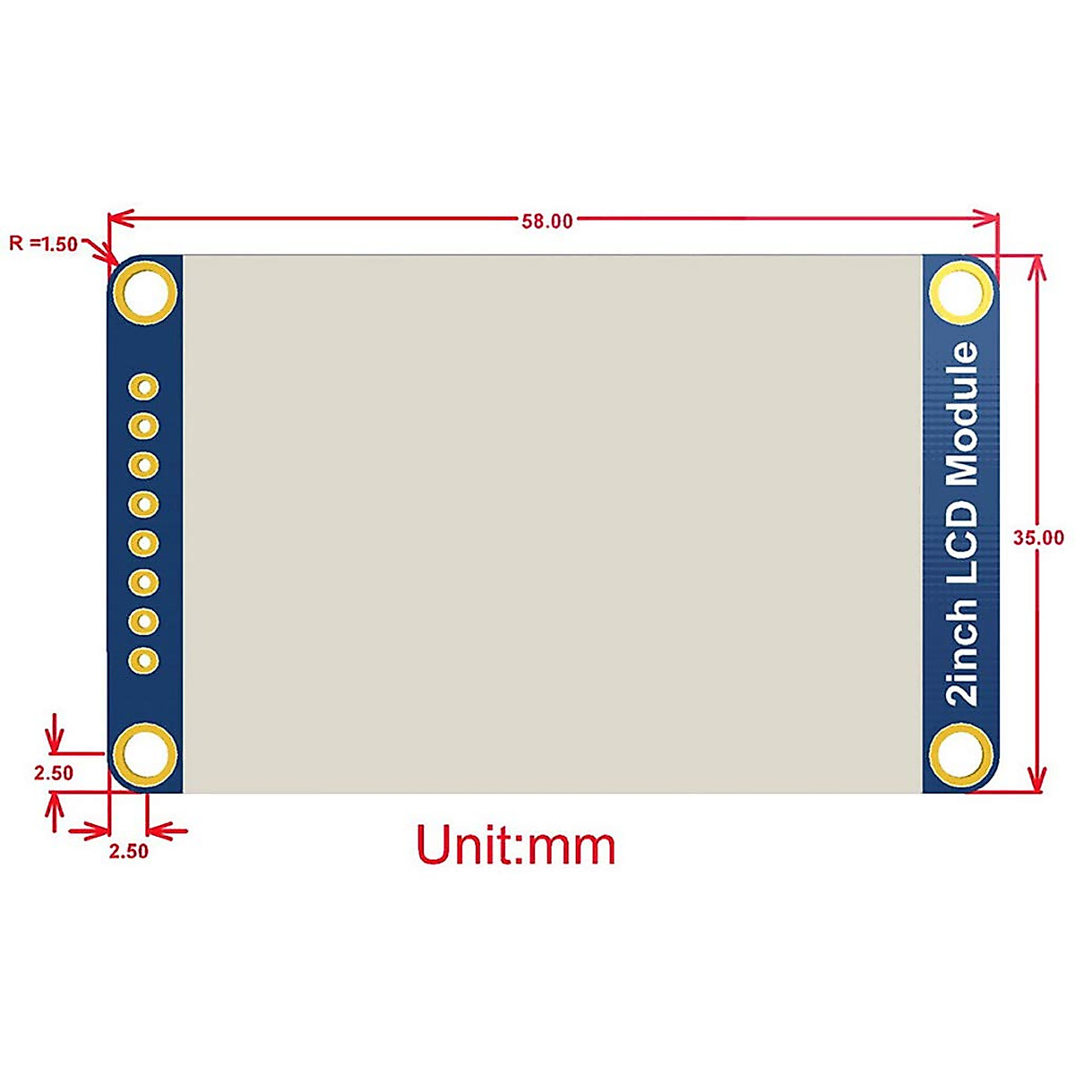 waveshare 2inch LCD Display Module IPS Screen 240×320 Resolution Onboard Driver ST7789 SPI Interface RGB, 262K Color with Examples for Raspberry Pi/Jetson Nano/STM32