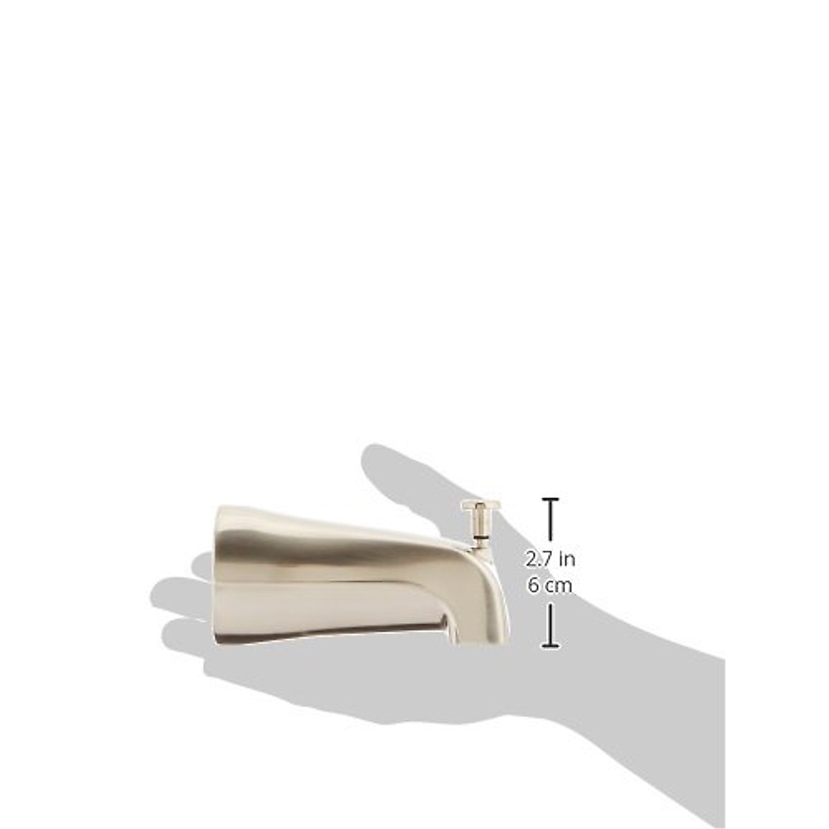 EZ-FLO 5-3/8 Inch Zinc Bath Tub Diverter Spout, 1/2 Inch IPS Pipe, Brushed Nickel, 15080