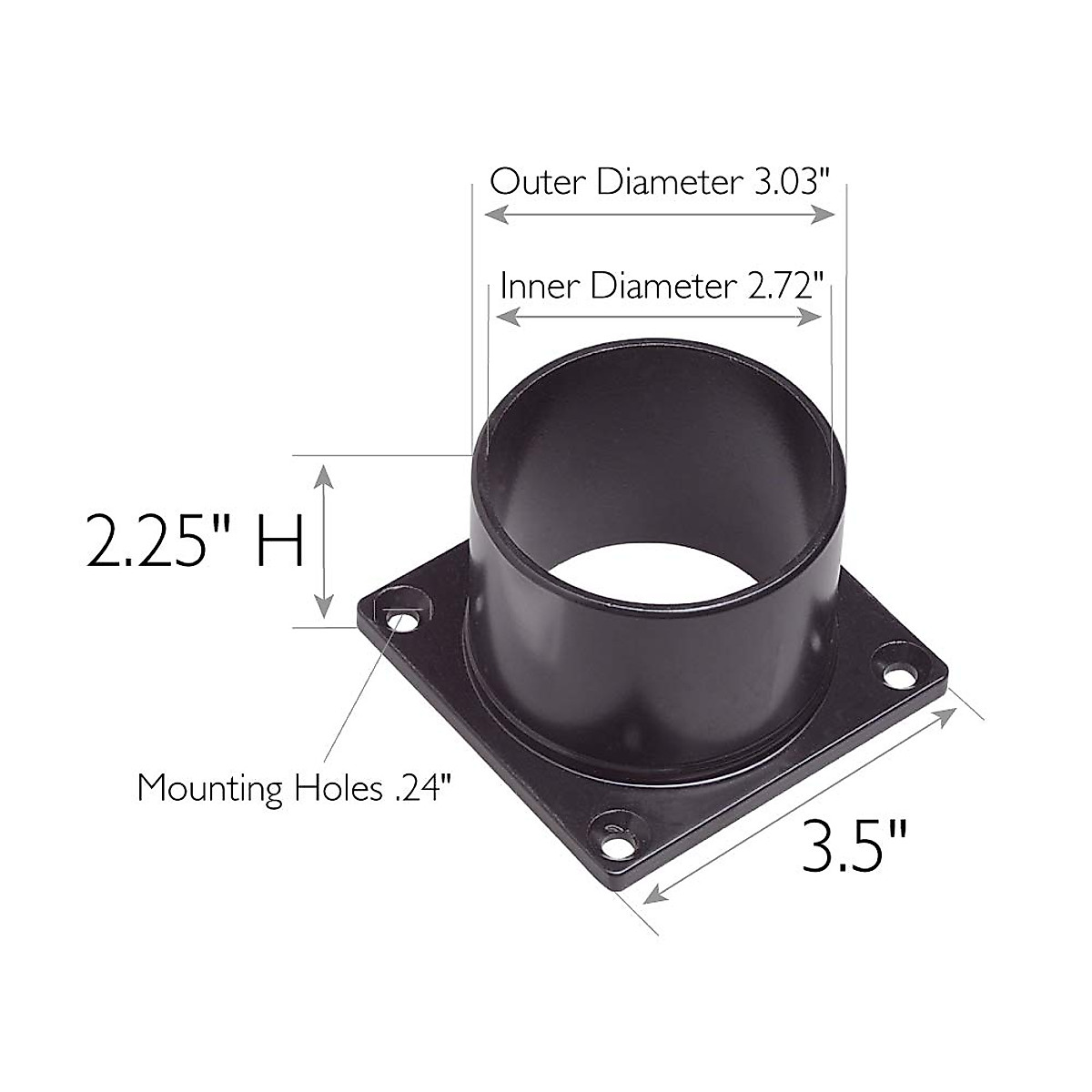 Design House 588004 3.5-inch Outdoor Pier Base Accessory Mount for Deck Porch Patio, Black