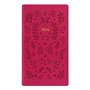 Letts of London Woodland Weekly Planner, 12 Months, January to December, 2024, Pocket Size, 5.875" x 3.125", Multilingual, Pink (C082174-24)