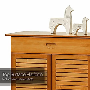 MoNiBloom Bamboo Multi-Tier Shoe Storage Cabinet with 1 Drawer & Shutter Door Shoes Organizer Rack for 21-25 Pairs Entryway Hallway, Brown