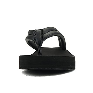 Soda NINI ~ Women Fashion Light weight Wedge Flip Flop Fashion Puffy Thong Sandals (Black, numeric_10)