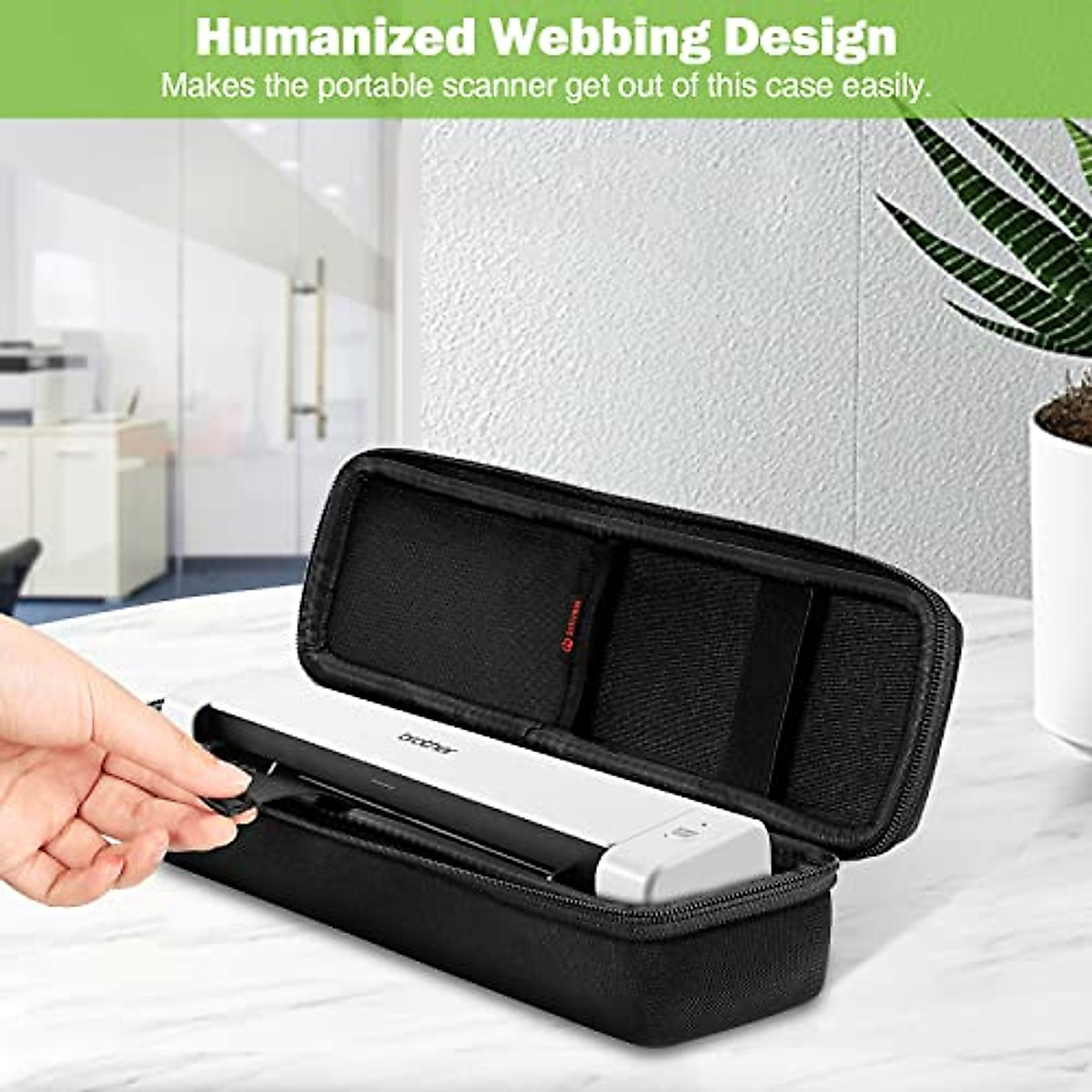 SITHON Hard Shell Travel Case for Brother DS-640 / DS-740D / DS-720D Duplex Compact Mobile Document Scanner, Portable Storage Carrying Case with Hand Strap, Carabiner (Case Only)