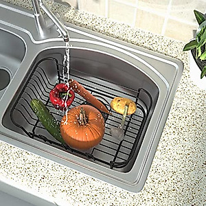 Klvied Dish Rack with Swivel Spout, Dish Drying Rack with Drainboard, Dish Drainers for Kitchen Counter, Dish Strainer with Removable Utensil Holder, Stainless Steel Dish Drainer in Sink, Black