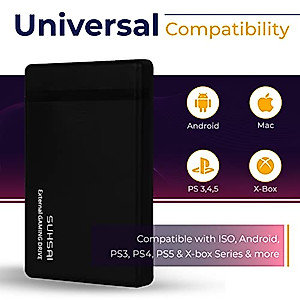 SUHSAI Gaming Hard Drive 500 GB Portable External Hard Drive USB 3.0 Storage Drive 2.5 HDD Compatible with Laptop Computer, Xbox, MAC, PS4, PS5, chromebook - Black