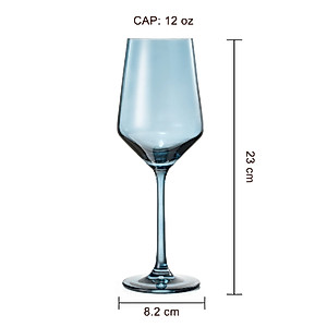 Colored Crystal Wine Glasses Set of 6, Unique Gift Wife, Her, Mom, Friend - Large 12oz Glass, Italian Style Tall Stemmed Drinkware, Long Stem Unique Wines, Dinner, Color Beautiful Glassware