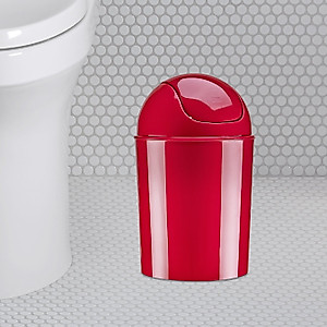 Umbra Mini Waste Can, 1-1/4 Gallon with Swing Lid (Red)