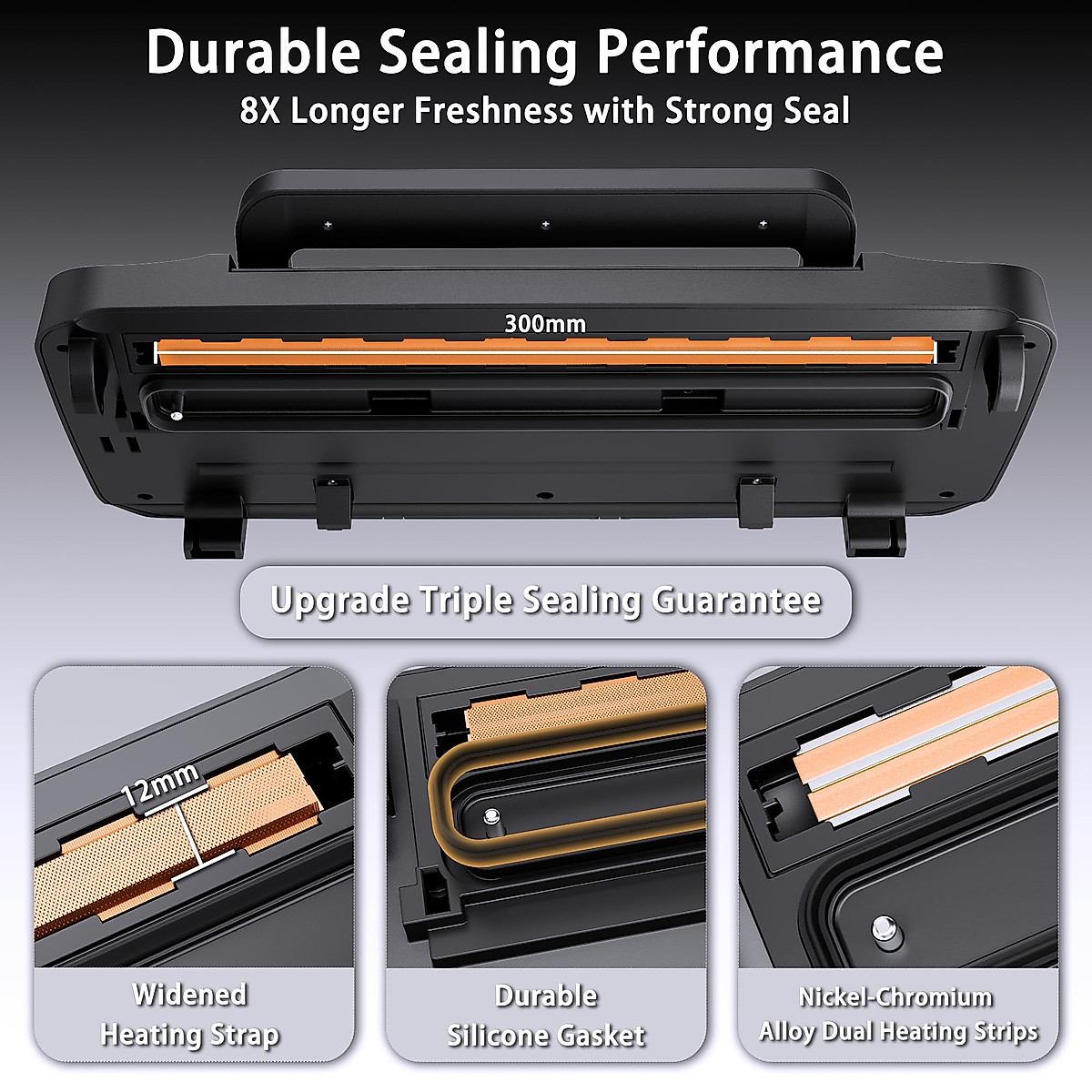 95kpa Commercial Vacuum Sealer Machine,Full Automatic Food Sealer, With 10-in-1 Functions,Easy-Lock Handle, Double Heat Seal,Vacuum Sealer for food With Bags Storage, Built-in Cutter,Progress Display