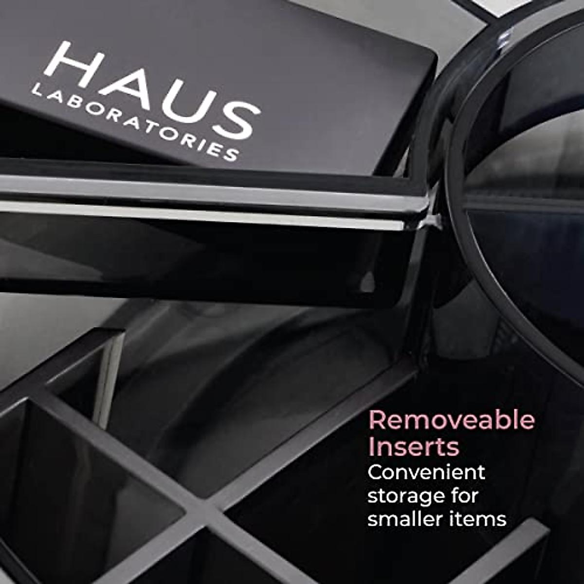 IDesign The Sarah Tanno Collection Lazy Susan Spinning Cosmetic Organizer, Made of Recycled Plastic, Smoke/Black 10 x 10 x 3.5"