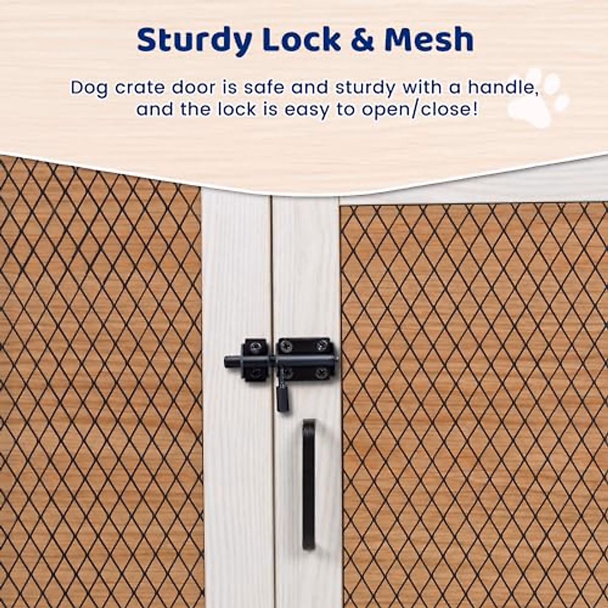 VITESSE Corner Dog Crate 44/52inch, Wooden Dog Crate Furniture for Medium Dogs, Durable Dog Kennel Indoor End Table, Decorative Puppy Kennel with Sturdy Mesh, Heavy-Duty Pet House with Portable Switch