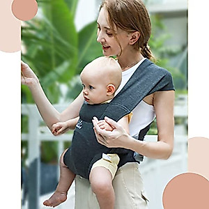 Newborn Carrier, MOMTORY Baby Carrier(7-25lbs), Cozy Baby Wrap Carrier, with Hook&Loop for Easily Adjustable, Soft Fabric, Deep Grey