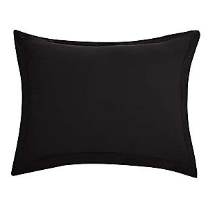 Amazon Basics Lightweight Microfiber 3-Piece Duvet Cover Set with Zipper Closure, Full/Queen, Black, Solid