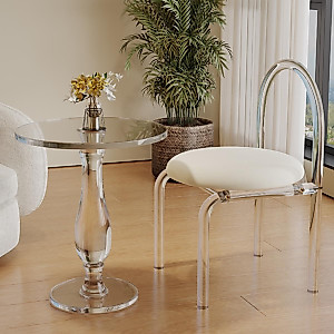 Gdrasuya10 Clear Acrylic Side Table End Table, Acrylic Pedestal End Table Small Accent Table with Solid Base Drink Table for Small Space Living Room, Bedroom, Balcony (14 inch)