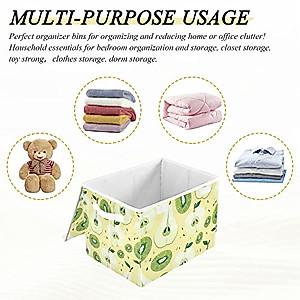 RunningBear Colorful-fruits-pattern Large Storage Bins with Lid Collapsible Storage Bin Cubes Boxes Shelves Cloth Baskets for Living Room Bedroom
