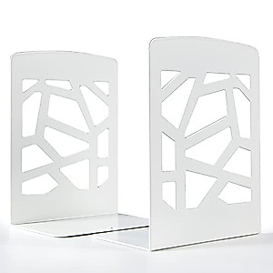 COCOMK Book Ends,Bookends for Shelves,Decorative Bookend Heavy Duty Book End for Office,Home,Black Book Holder for Kids, White