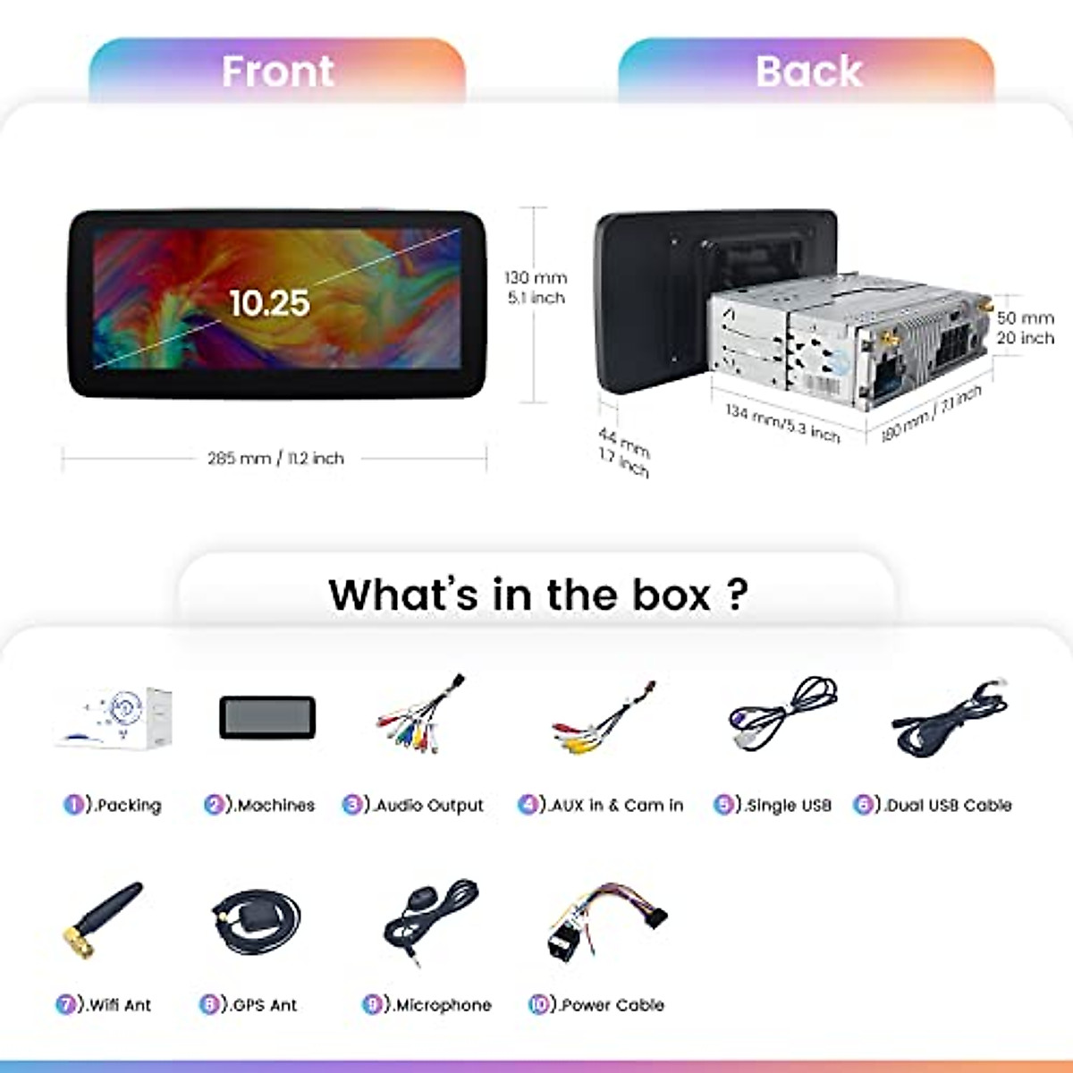Dasaita 10.25'' Android Car Stereo Single 1 Din Radio GPS DSP IPS Carplay Android Auto (Rotatable & Detachable)