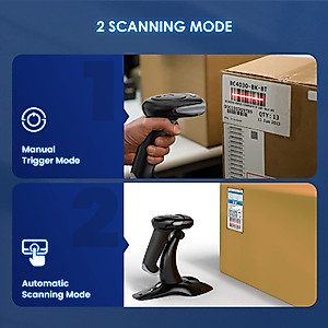 Eyoyo Wireless Barcode Scanner, 3-in-1 Bluetooth Barcode Scanner for Inventory, Cordless Vibration 1D 2D Qr Code Scanner, Handheld Wireless Barcode Reader for Windows iOS and Computers