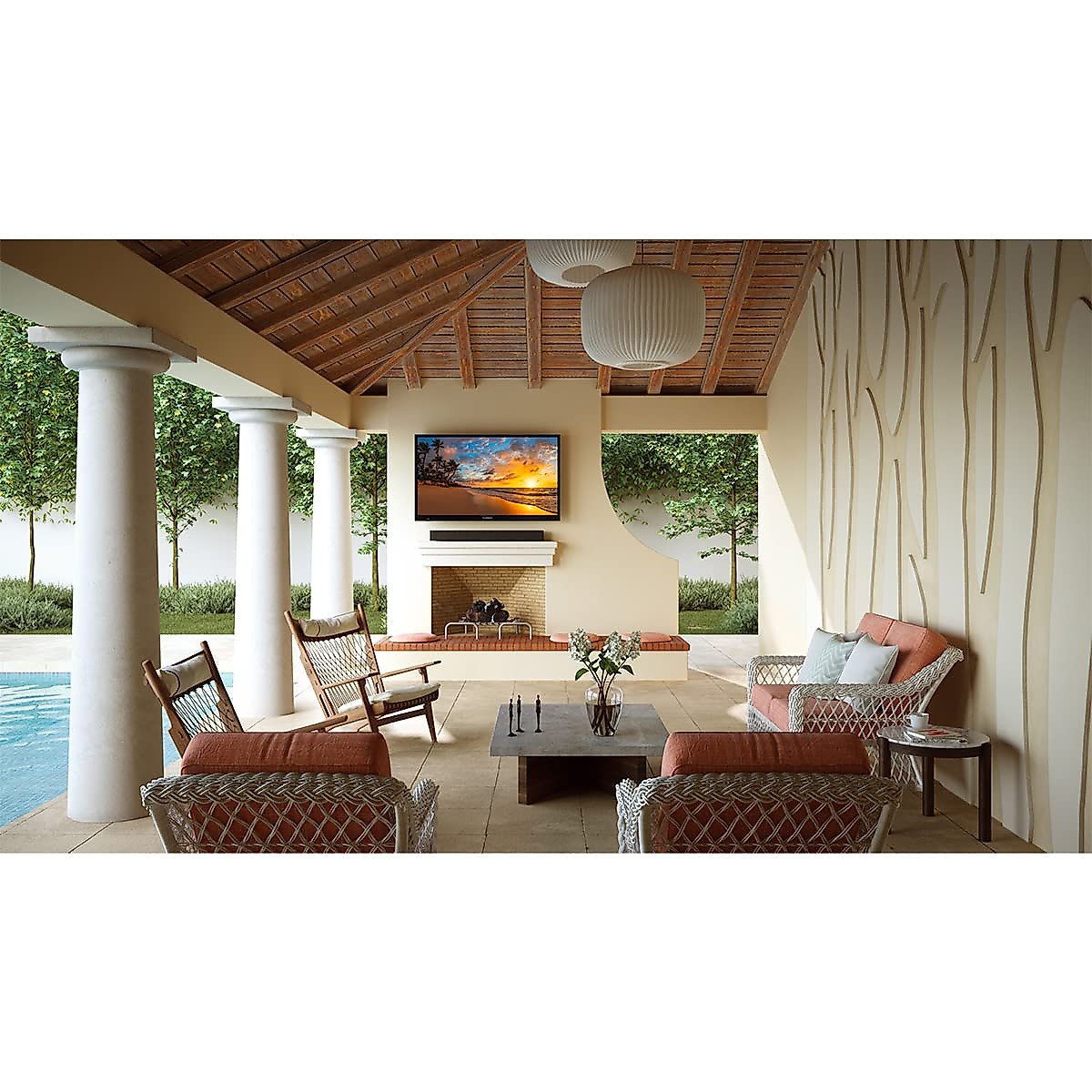 Furrion Aurora 55-Inch Partial-Sun 4K Outdoor Smart TV - Weatherproof Television w/ HDR10, Anti-Glare, 750-Nit LED Screen, Impact-Resistant Screen, External Antenna for Partially Sunny Outdoor Areas