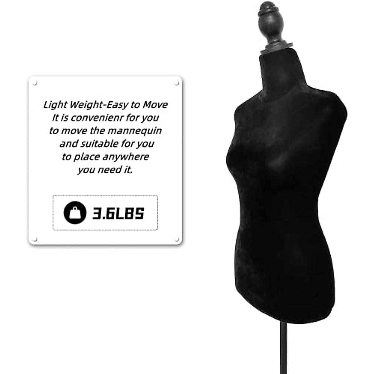 Female Dress Form Mannequin Body Display Adjustable Mannequin Stand Realistic Mannequin Torso with Tripod Base Stand for Clothing Dress