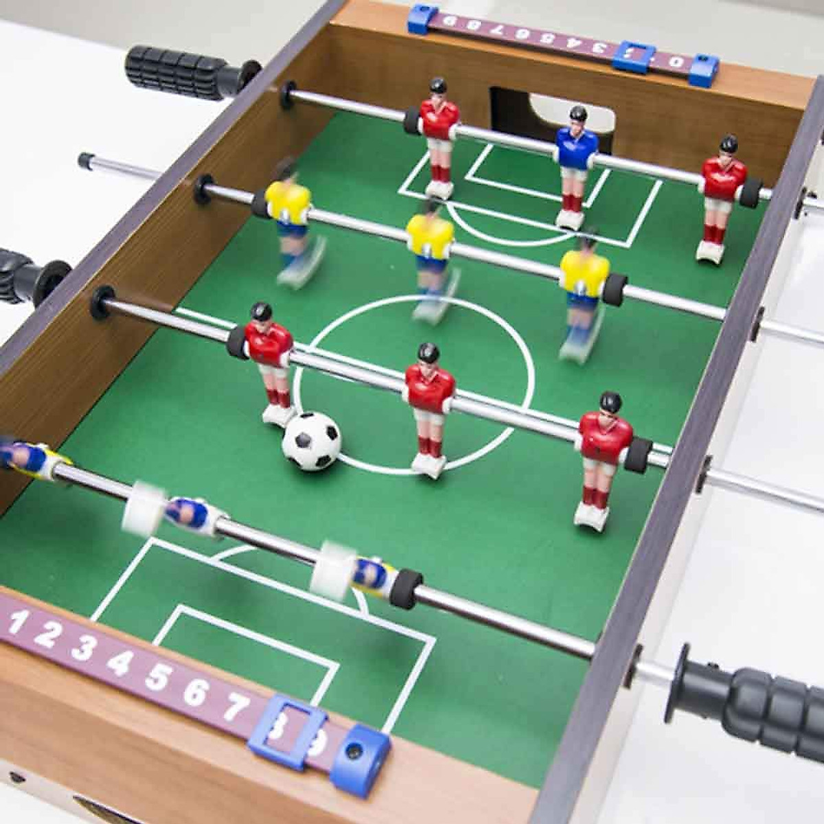 14" Foosball Table, Wooden Soccer Game Tabletop, Mini Indoor Table Soccer Set for Game Rooms, Parties, Family Night