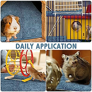 Amylove 4 Pcs Guinea Pig Cage Liner Guinea Pig Bedding Washable Fleece Pee Pads Reusable Small Animals Training Mat Small Animal Sleeping Bed for Bunny Hamster(Blue,14 x 28 Inch)