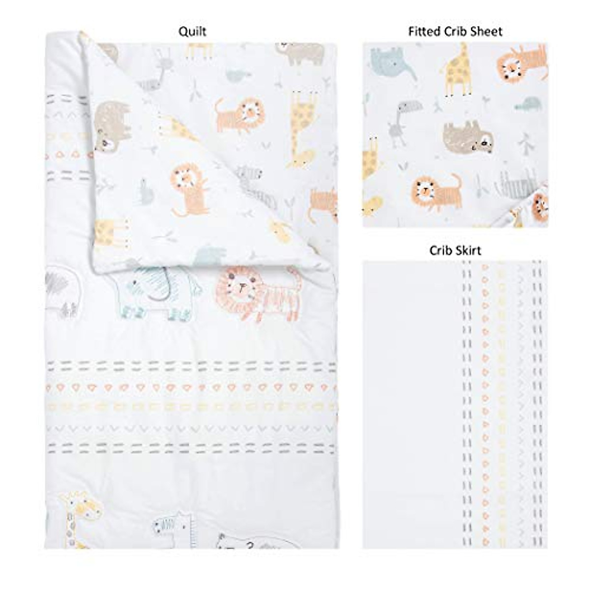Trend Lab Crayon Jungle 3 Piece Crib Bedding Set, Can Be Used As A Blanket Or A Playmat for Tummy Time, Includes Quilt, Fitted Crib Sheet and Skirt