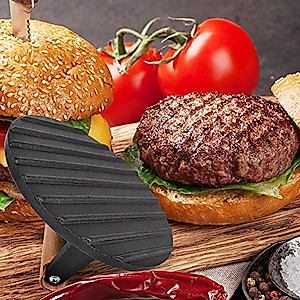 Cast Iron Hamburger Press - Heavy-duty Patty Maker Burger Meat Press Mold with Wooden Handle,7-Inch Round