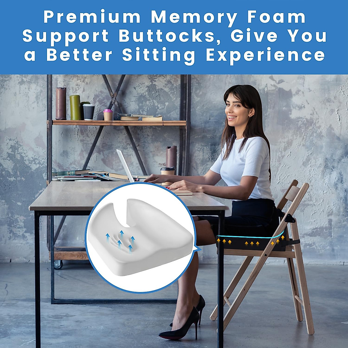 anzhixiu Seat Cushions for Office Chairs, Office Chair Cushion Desk Chair Cushion for Longtime Sitting, Sciatica Pain Relief Pillow Tailbone Pain Relief Cushion for More Relaxation