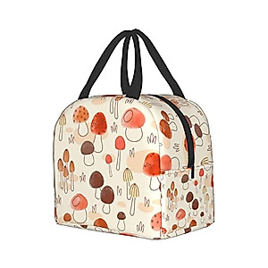 Senheol Cute Mushroom Print Lunch Box, Kawaii Small Insulation Lunch Bag, Reusable Food Bag Lunch Containers Bags for Women Men