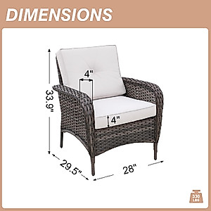 COOS BAY 2-Piece Outdoor Wicker Patio Chair, 2pc PE Rattan Dining Chairs for Garden, Lawn, Deck, Backyard, Beige/Brown