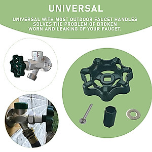 Outdoor Faucet Handle Compatible with Danco 10006,Water Spigot Hose Bibb Round Wheel Handle Replacement Parts with Universal Fit Design Adapter and Screws,0.26'' Square Hole Lever Hose Bib Handle