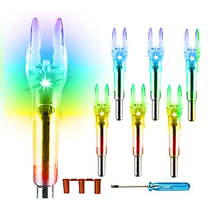 X Lighted Archery Nock for Arrows with .204".233".244".246" Inside Diameter, 6 PCS LED Nock with Screwdriver (Strobe, X/.204")