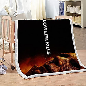 Michael Myers Blanket Horror Movie Throw Blanket Halloween Blankets for Bed Couch Living Room (D,50x60in)