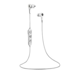 Helix Audioflex Wireless Earbuds, 5.0 Bluetooth Headphones, Enhanced Bass, Built-in Track Controls and Microphone for Hands-Free Calling, Bluetooth Earbuds for Workout, Sports, Running, Gym - White