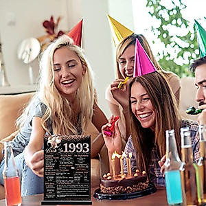 Vlipoeasn 30th Birthday Anniversary Table Decoration 1993 Poster for Women, Rose Gold Back in 1993 Acrylic Table Sign with Wooden Stand, 30 Year Old Birthday Party Centerpieces Gift Supplies