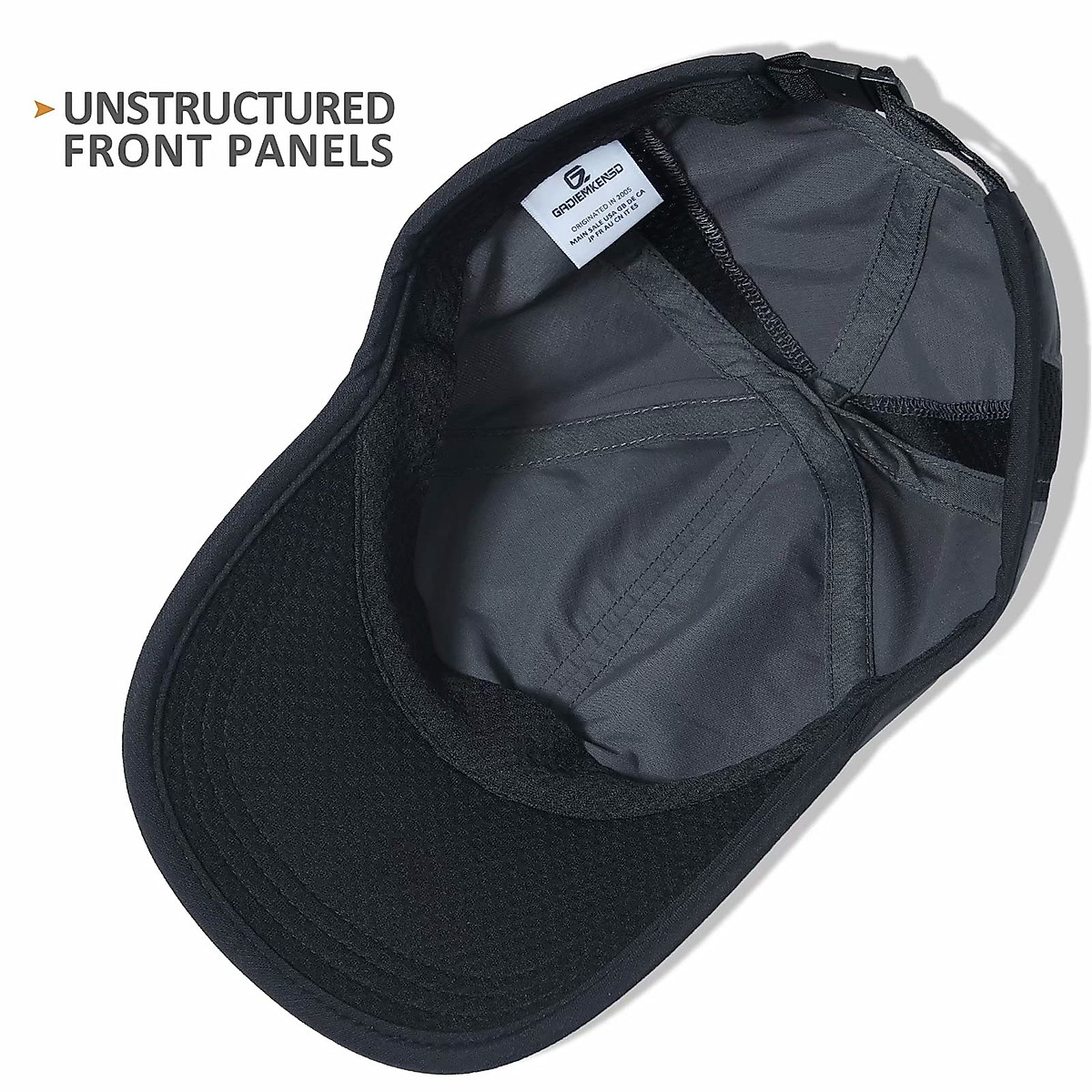 GADIEMKENSD Mens Hats Baseball Cap UPF 50+ Sun Quick Dry Lightweight Breathable Trucker Hat Outdoor Hiking Fishing Run Golf Sports Mesh Hats Running Hat Quick Drying for Men Women Mens Dark Gray XL