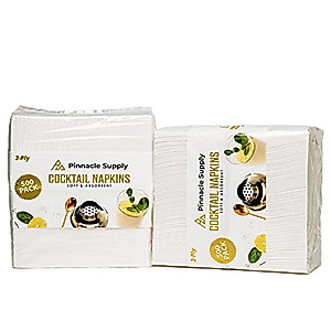 500 Pack Cocktail Napkins Paper - Quality 3-Ply White Beverage Napkins - Restaurant, Event, Bar Napkins - Perfect Size Dessert Napkins - Party Napkins Bulk - Elegant Wedding Napkins Disposable