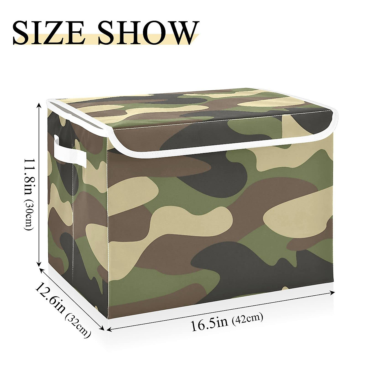 SUABO Military Camouflage Camo Storage Bin with Lid Large Oxford Cloth Storage Boxes Foldable Home Cube Baskets Closet Organizers for Nursery Bedroom Office