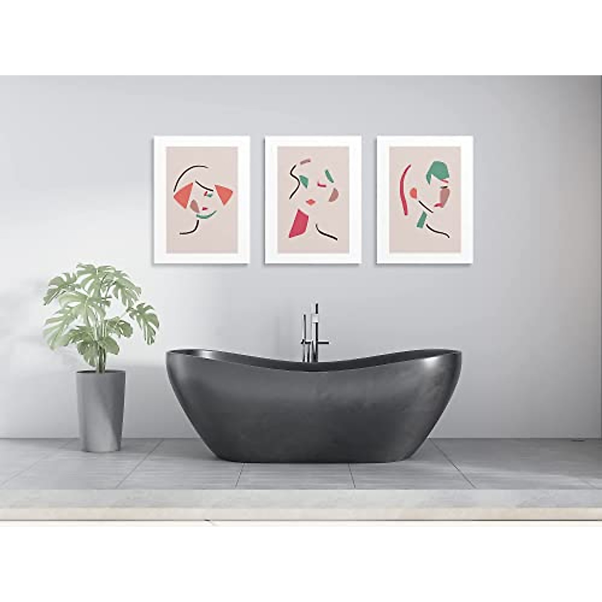 Canvas Wall Art Set, Minimalism Abstract Oil Painting Photo Modern Posters Prints for Home Wall Decor (Abstract31-3pcs,12×16inch-Black Frame)