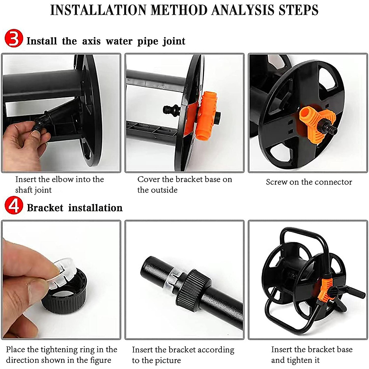 Hose Winding Reel, Hose Storage Reel, Hose Reel Water Pipe Storage Rack ABS Single Arm Tool, Portable Hose Cart Water Pipe Storage Rack Reel Garden Tool Accessories for Garden Car Washing Watering