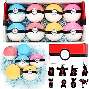 Kids Bath Bombs with Toys Inside - 8 Pcs Surprise Bath Bombs with Natural Essential Oils Fun and Colorful Bubble Bath for Kids Moisturizing and Relaxing Bath Bombs Gift Set for Boys and Girls