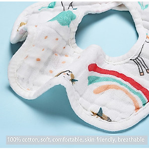 6pcs Baby Petal Bibs 360Degree Rotating Multicolor 100percent Cotton Super Soft and Absorbent with 8 Layers of Gauze Suitable for 03 Years Old Boys and Girls Who Are Teethi