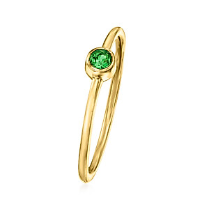 RS Pure by Ross-Simons 0.10 Carat Emerald Ring in 14kt Yellow Gold. Size 8