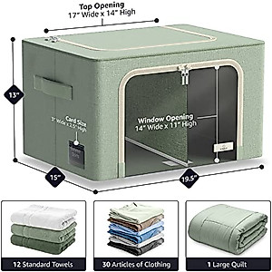 Sorbus Storage Bins with Divided Interior - Large Stackable & Foldable Organizer Containers with Metal Frame, Oxford Fabric, Large Window & Carry Handles - Organization for Bedroom, Linens, Clothes & More